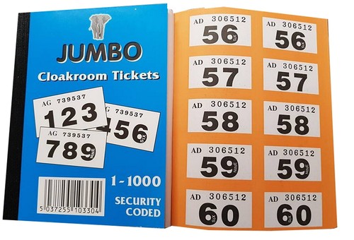 Raffle Cloakroom Tickets 500 or 1000 Books Tombola Draw Jumbo Brand ...