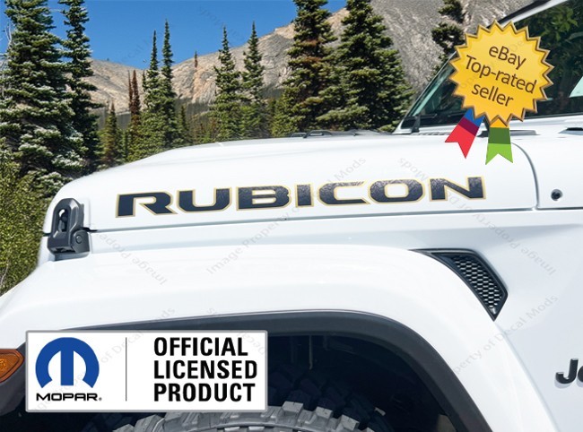 (2x) Jeep Wrangler RUBICON Hood Decals Stickers 3D 392 Map Black Gold ...