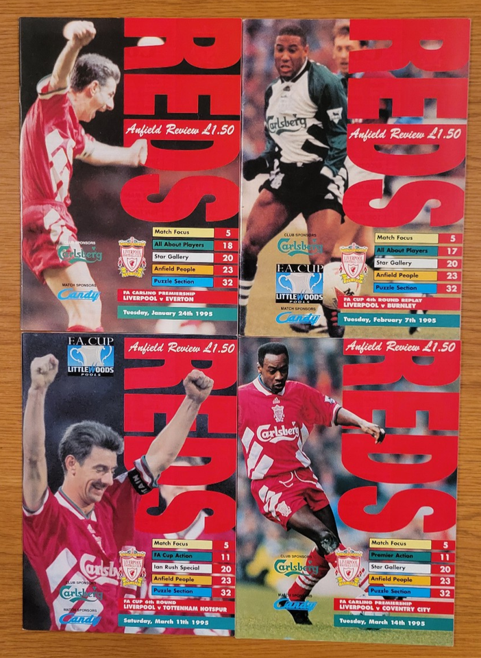 1994/95 LIVERPOOL HOME PROGRAMMES x 9 All Listed with condition | eBay UK