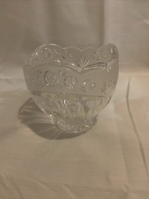 ONEIDA Southern Garden CRYSTAL BOWL FROSTED ROSE BORDER SCALLOPED | eBay