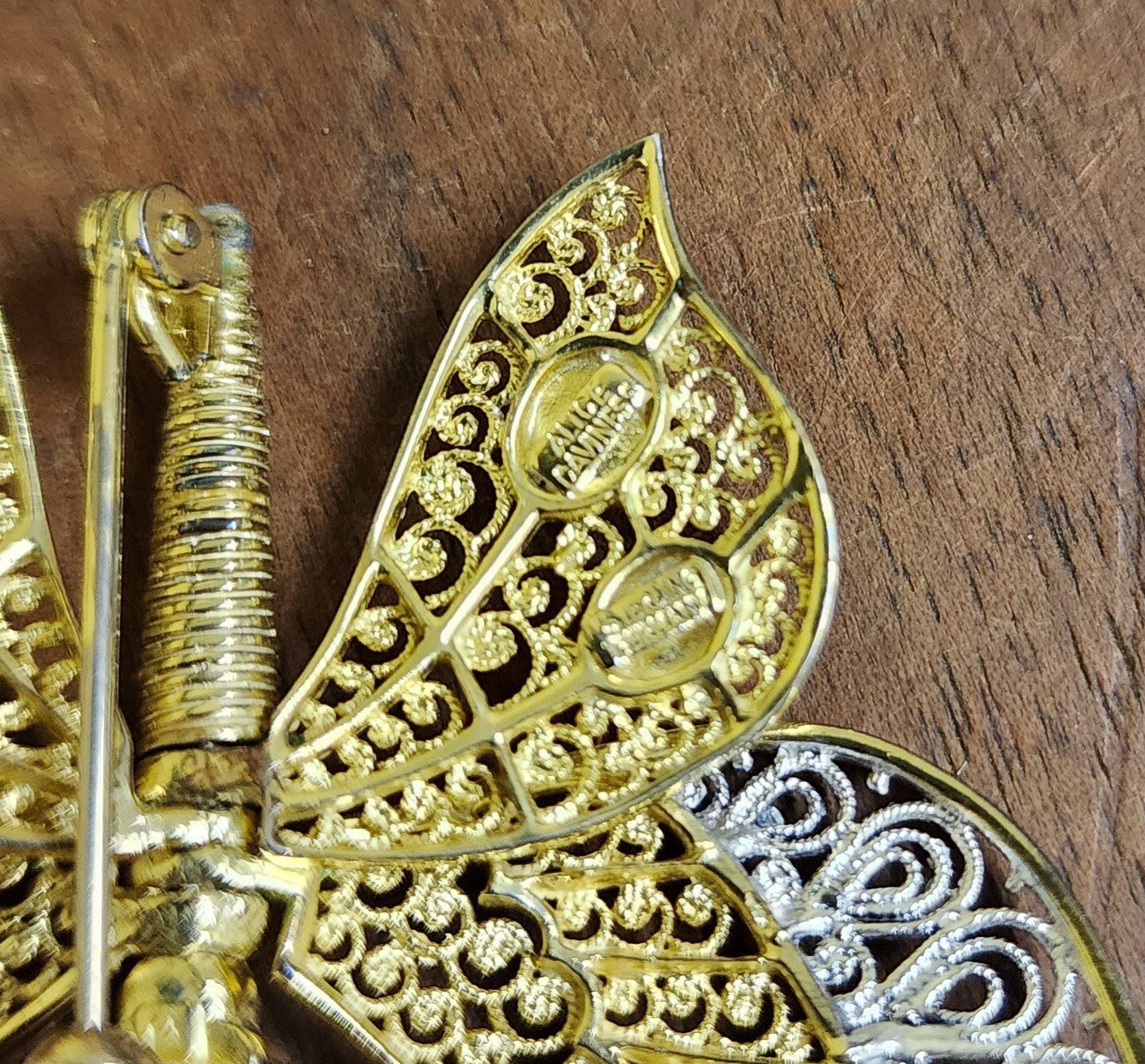 Alice Caviness Art Deco Butterfly Brooch Filigree Mar… - Gem