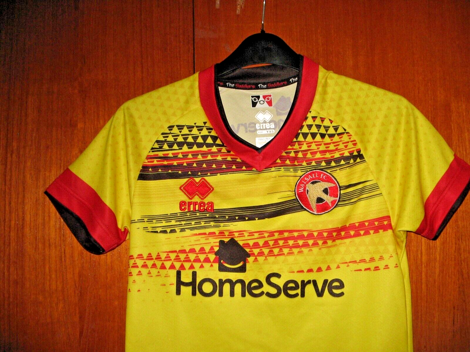 Walsall Football Shirt errea Yellow Away Shirt size YXS age 13-14 years ...