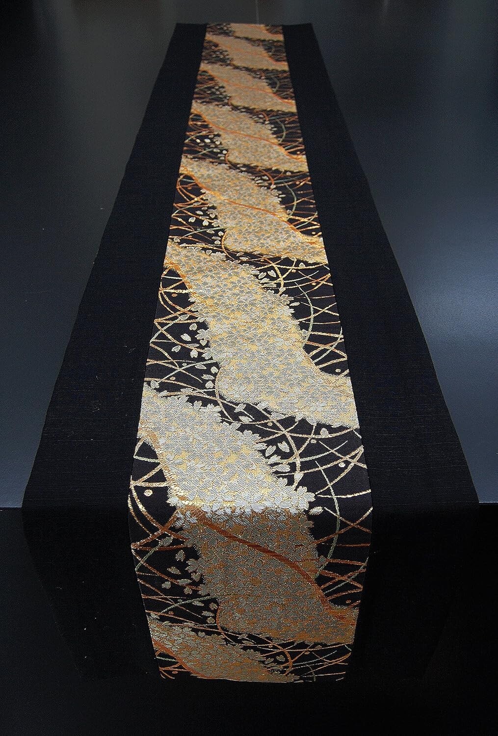 Kimono Table runner Miyabi Japanese Gold brocade fabric Obi Reversible ...