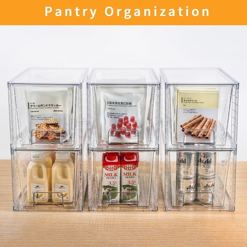 New-4Pack Large Stackable Kitchen Storage Drawers, Clear Foods ...