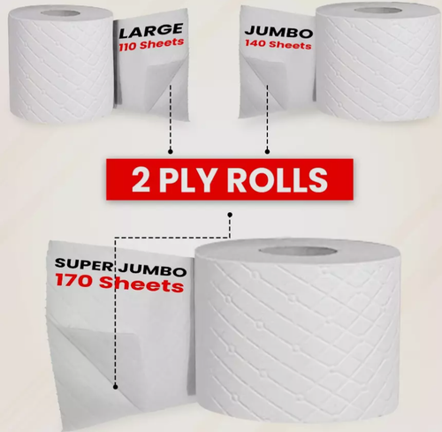 PPC Large 2 Ply 72 Quilted SOFT Tissue Luxury Toilet Rolls Cheap Bulk ...