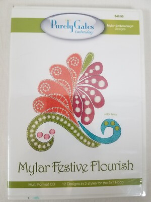 NEW Mylar FESTIVE FLOURISH Purely Gates Multi Format Embroidery Designs ...