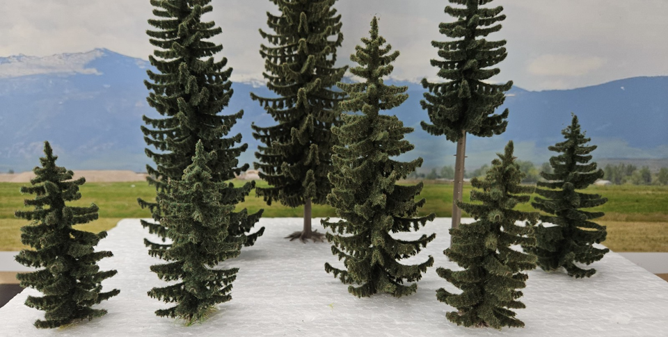 Busch (Germany) HO/TT Scale Scenery - Eight Premium Spruce Forest Trees ...