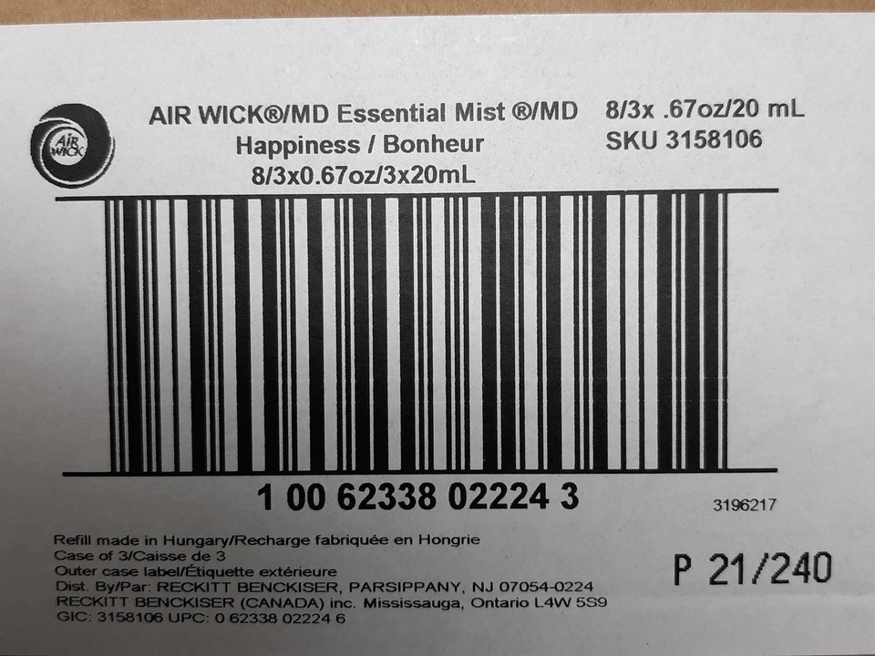 Air Wick Essential Mist Refill – 3 ct – Happiness Scent – Aromatherapy ...