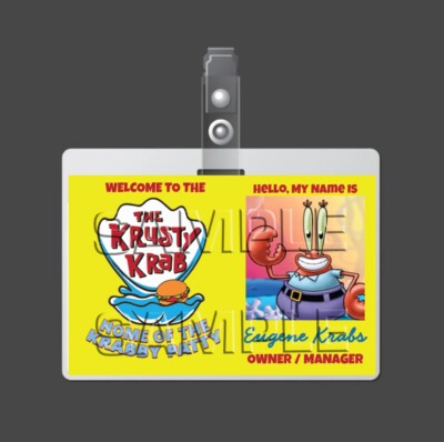 SPONGEBOB SQUAREPANTS - Eugene Krabs Krusty Krab cosplay I.D. Badge | eBay