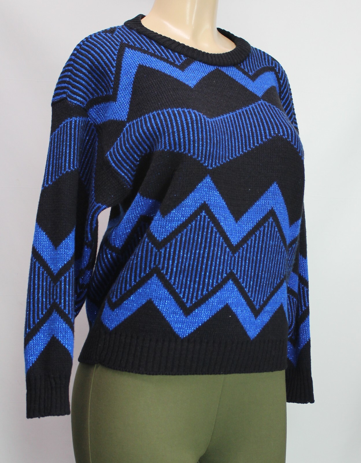 Vintage Burlington Women's Sweater Long Sleeve Blue/Black Size M | eBay