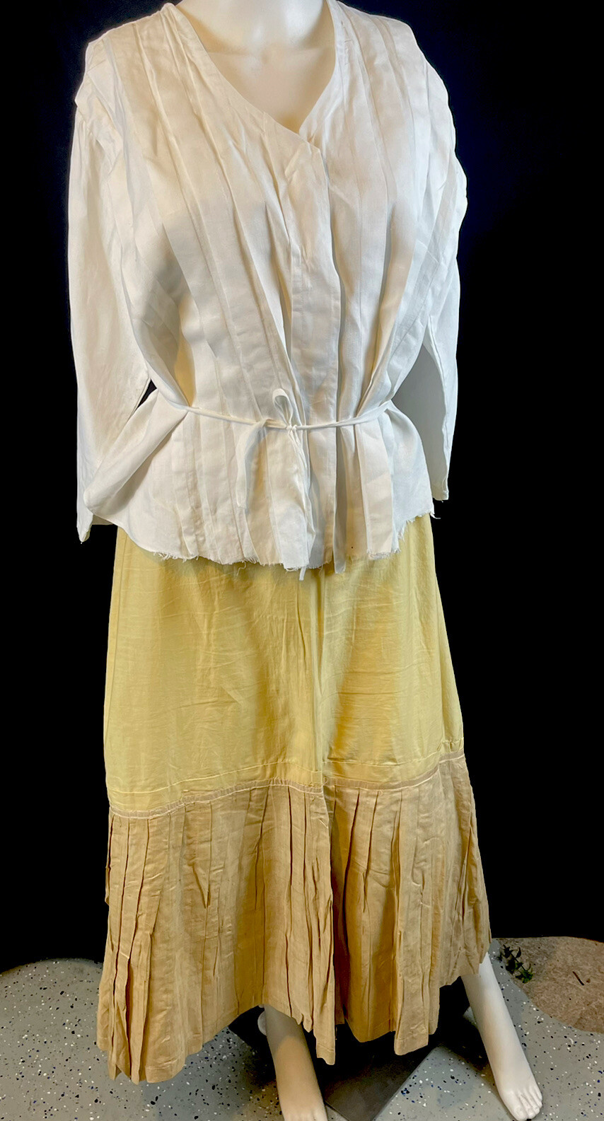 Antique Victorian Pleated Cotton Blouse Gathered Wais… - Gem