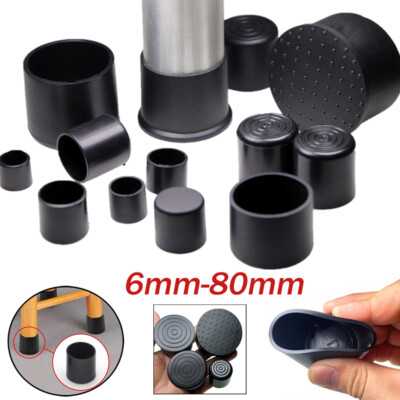Black Round PVC Pipe Sleeve Tube Caps Table Chair Feet Leg Protectors ...
