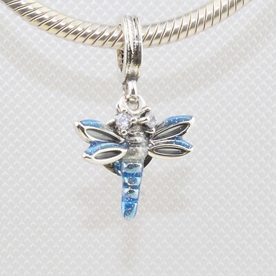 Authentic Pandora Silver Free Spirit Blue Dragonfly Dangle Charm ...