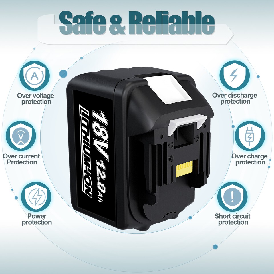 12AH For Makita 18V LXT BL1830 BL1860 BL1850 BL1840 BL1835 Battery NEW ...