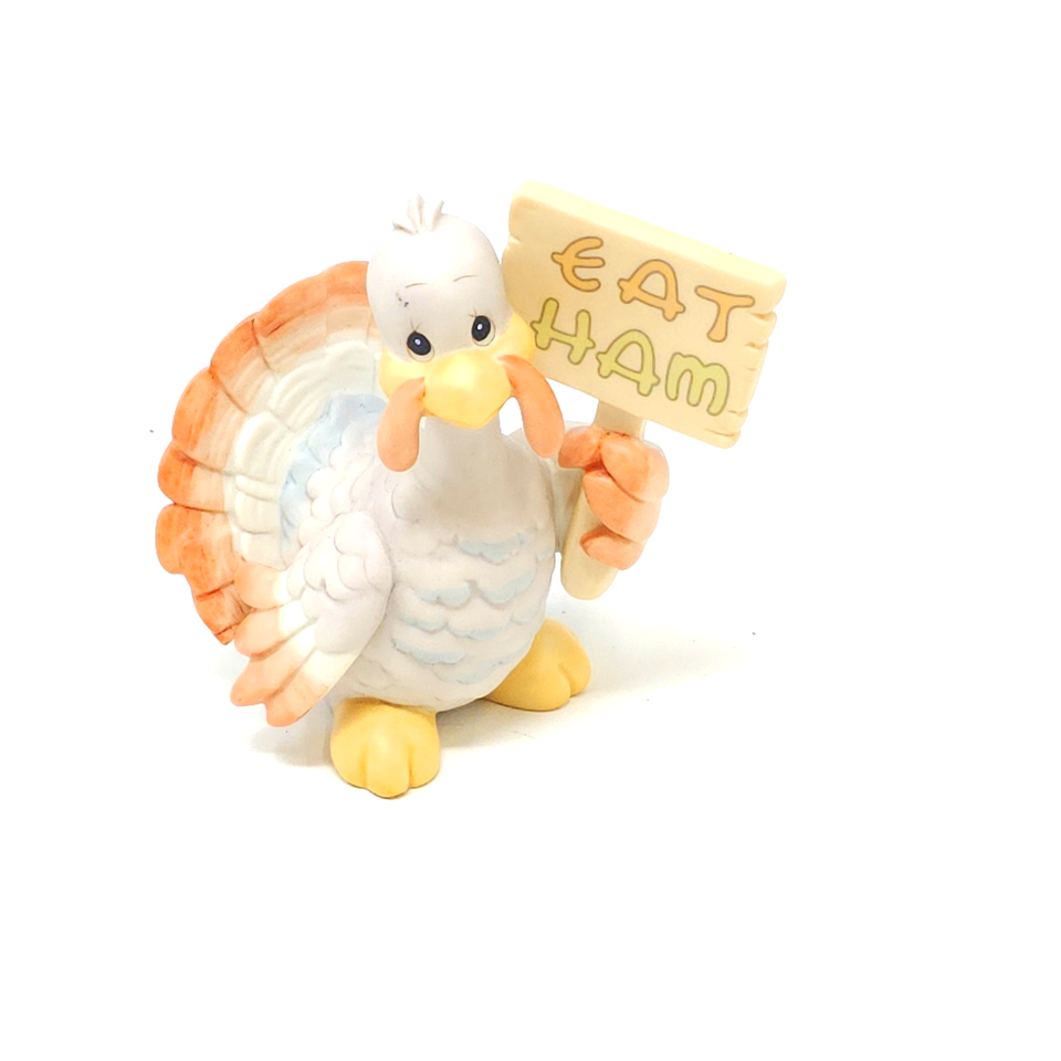 Precious Moments Porcelain Figurine Turkey With Eat Ham Sign | eBay