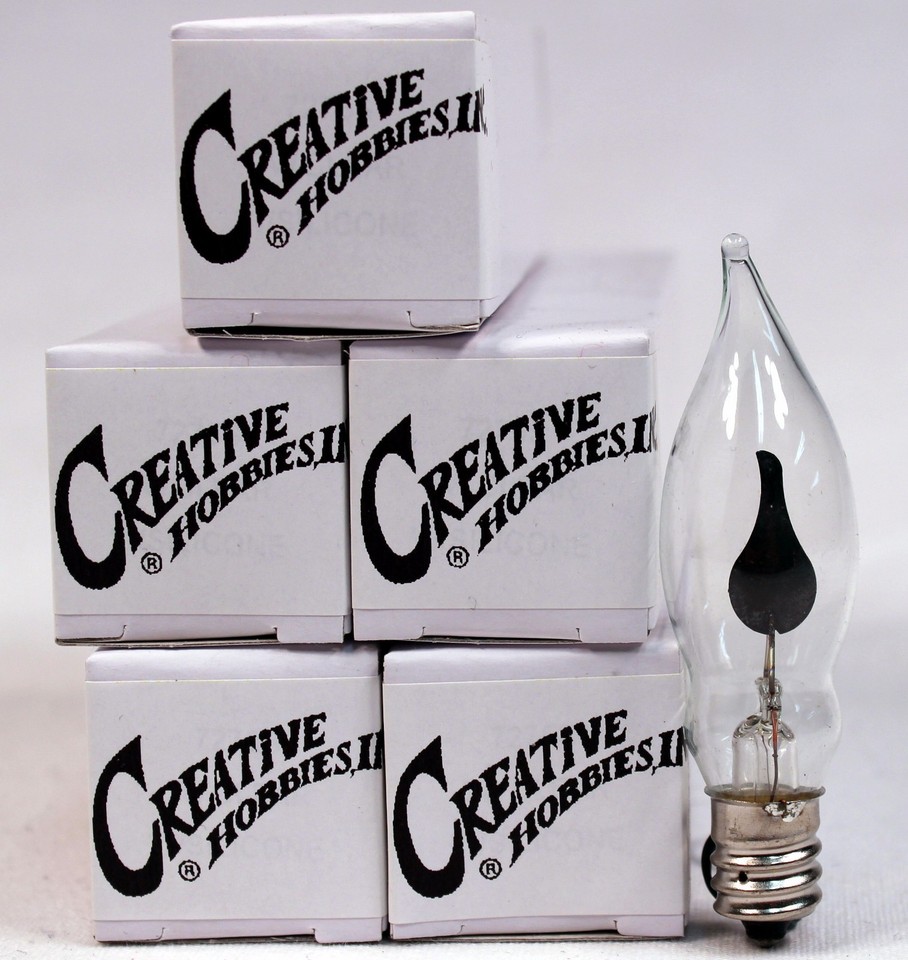 Box of 10 Flicker Flame Light Bulbs, E12 Candelabra Base, 3 watt (#A101 ...