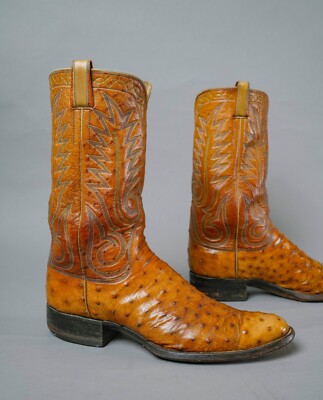 RAY JONES Full Quill Ostrich Sz 10 to 10.5 D Men Custom Exotic Cowboy ...