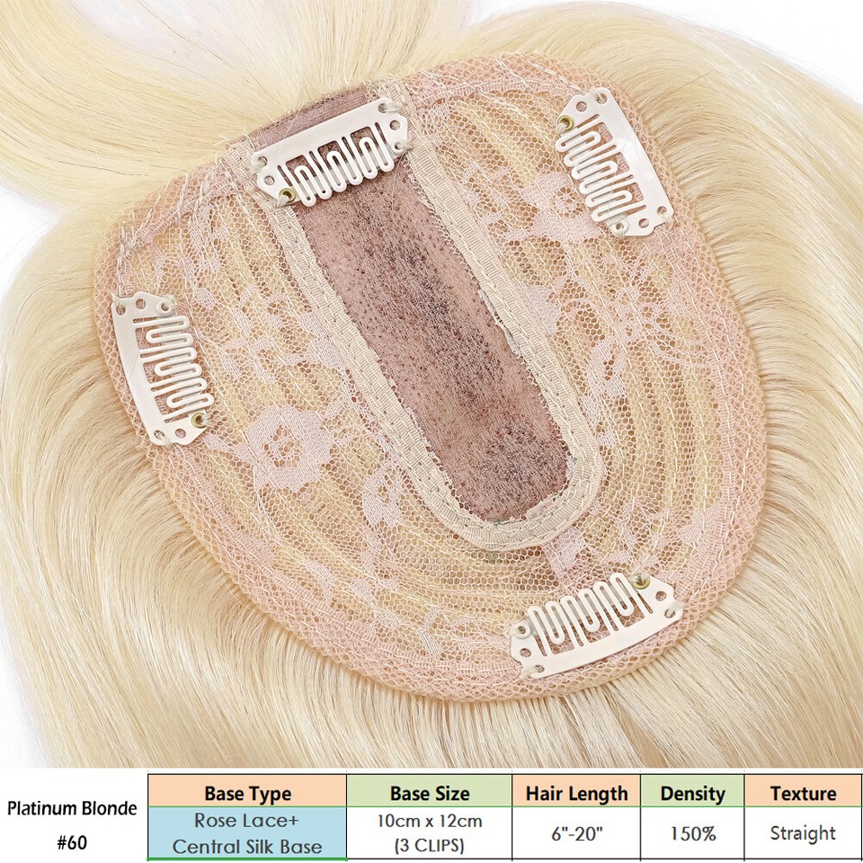 MONO/Silk Top Hairpiece With Bangs Clip In 100% Remy Human Hair Toupee ...