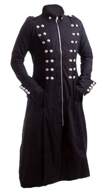 Mens Steampunk Style Trench Coat Real Black Leather Overcoat Goth ...