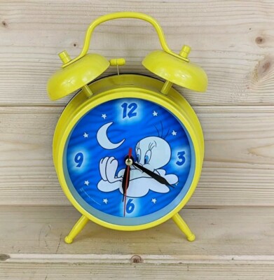 Vintage Looney Tunes Alarm Clock Yellow Bell Tweety Pie Rare ...