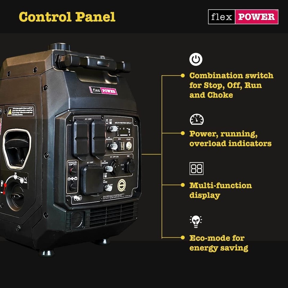 Flex Power 4500ies Electric Start Silent Inverter Portable Generator ...