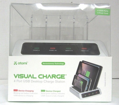 NEW Atomi Visual Charge Station Signal 4-Port USB Desktop Charger ...