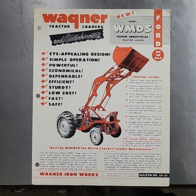 1950s WAGNER Model WMD5 Tractor Loader For Ford 8N 9N Tractors Sales ...
