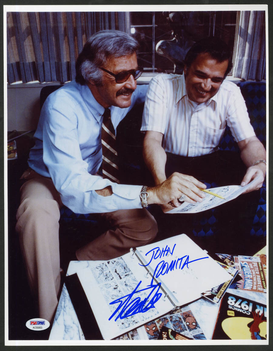 Stan Lee & John Romita Sr DUAL SIGNED 11x14 Photo Spider-Man PSA/DNA ...