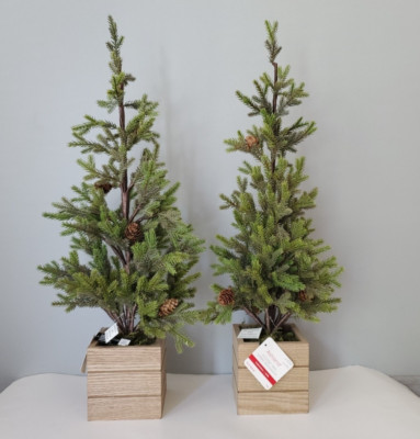 Tabletop Undecorated Set of 2 Green Ashland Christmas Accent Trees w ...