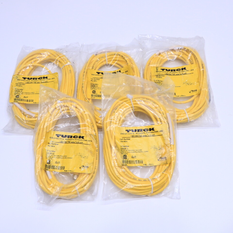 NEW LOT OF 5 TURCK PKG 4M-6 U0058-11 CORDSET SINGLE ENDED FEMALE ...