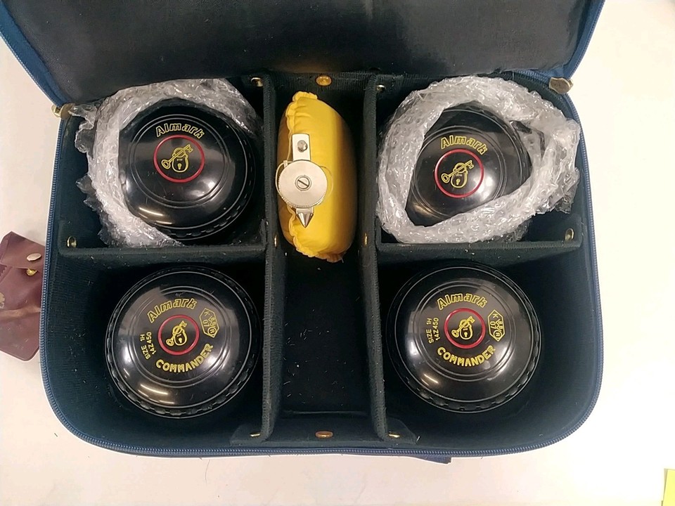 Almark Commander Lawn And Indoor Bowls x 4 Size 1H & Drakes Pride Bag ...