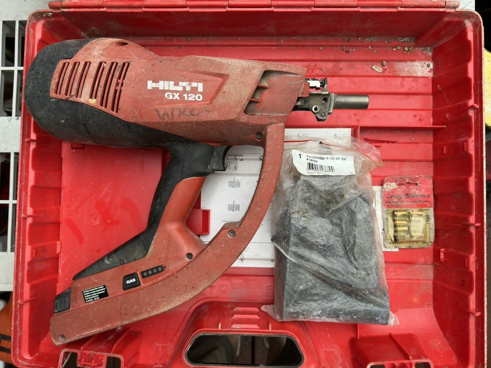 Hilti GX 120-ME Gas Powered Actuated Fastener Nail Gun W/Case Tool Only ...
