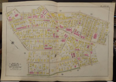 Massachusetts City of Boston Map Ward 17 G.W. Bromley 1895 Dbl Pg U2#18 ...
