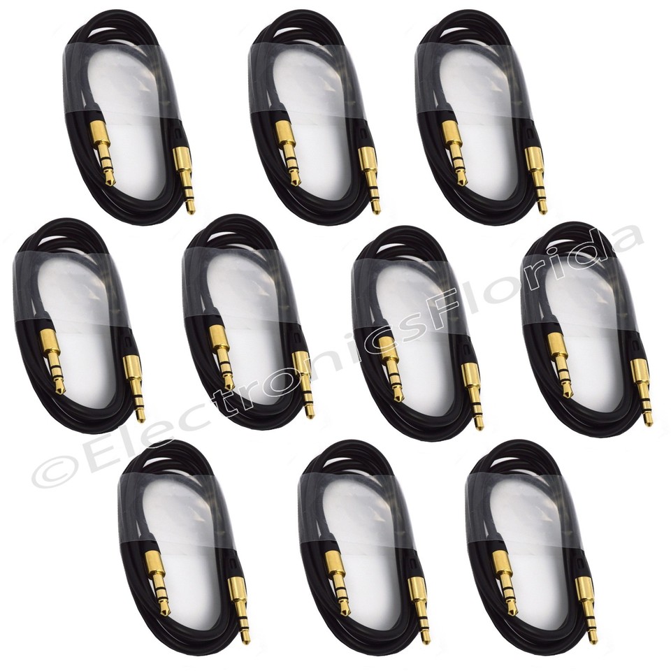 Lot 3.5mm Male Stereo Audio Auxiliary Cable Golden Plug for PC iPod Car ...