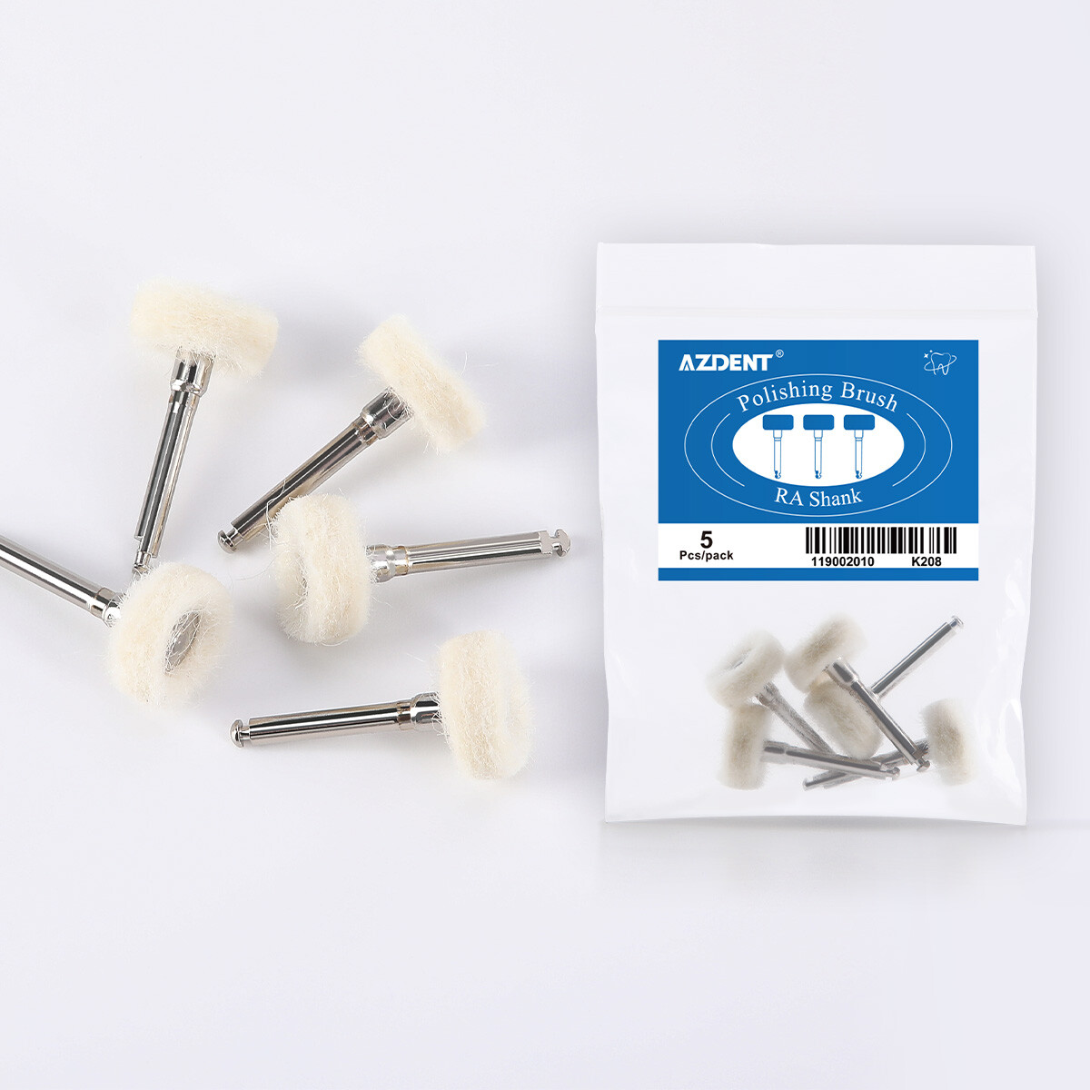 AZDENT Dental RA Goat Hair Polishing Brush Buffing Wheel 2.35mm For ...