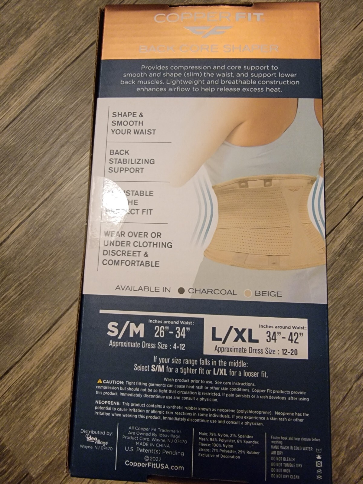 NEW COPPER FIT CORE SHAPER SUPPORTS BACK SHAPES WAIST L/XL 34" - 42 ...