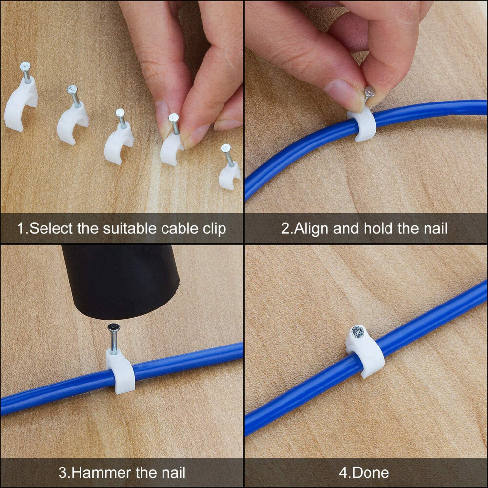 100 PCS Ethernet Cable Clips Single Coaxial Nail Clamps Mini | eBay