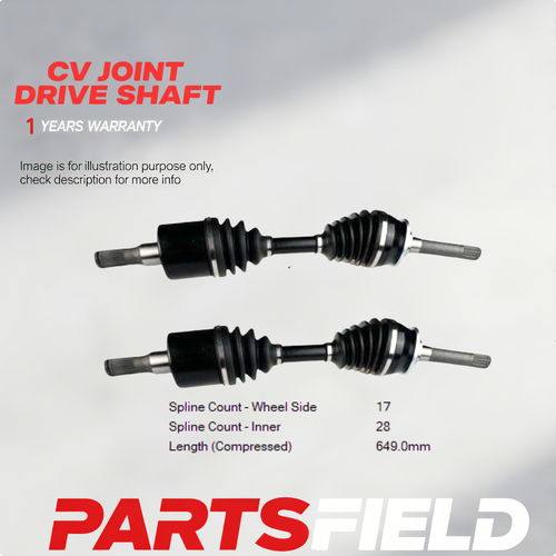 Left Right Pair CV Joint Drive Shaft for Holden Colorado RG 2.8L 4Cyl ...