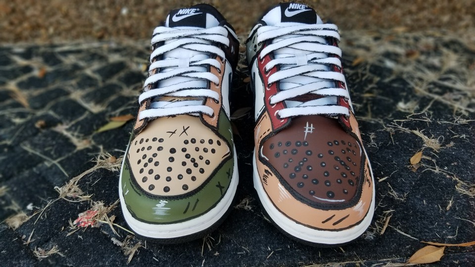 Nike Dunk Low Custom Size 10 Cartoon Theme Earth Tones | eBay