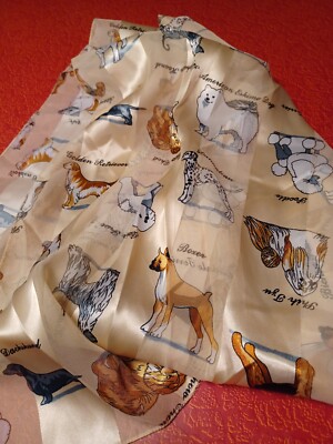 Unique Vintage Satin & Chiffon Canine Dog Lover Ladies Scarf Many ...
