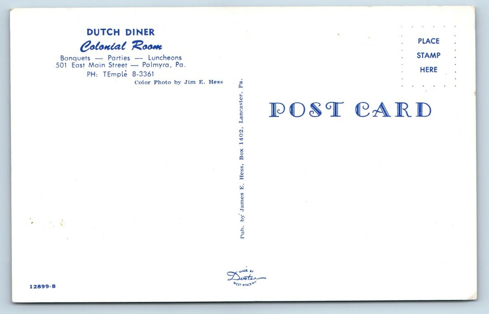 Vintage Postcard Dutch Diner Colonial Room Palmyra Pennsylvania PA | eBay