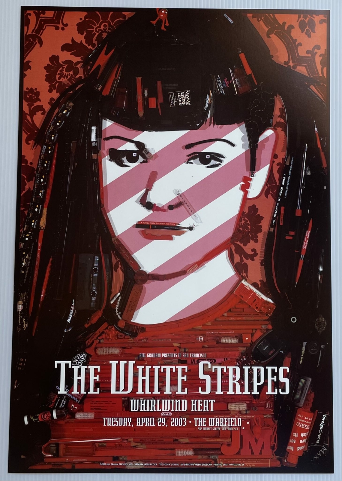 White Stripes Concert Poster 2003 BGP-301 Warfield | eBay