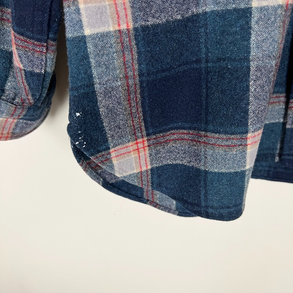 Vintage Pendleton Blue Plaid 100% Virgin Wool Board Shirt Men's Large ...