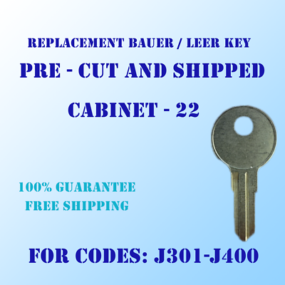 J301-J340, Replacement key for Bauer / Leer locks, Accurate cut to your ...