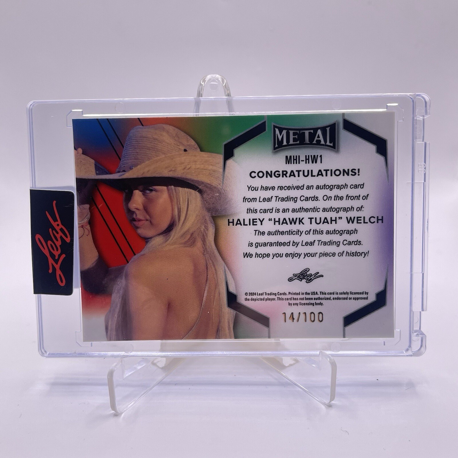 2024 Leaf Metal Blue Haliey Welch Auto With Pookie ️ Inscription 14/100 ...