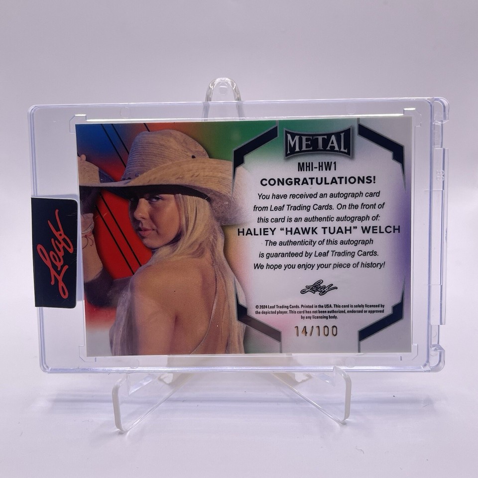 2024 Leaf Metal Blue Haliey Welch Auto With Pookie ️ Inscription 14/100 ...
