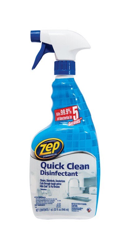 3 ~ Zep Quick Clean Fresh Scent Disinfectant 32 oz No Bleach Kitchen ...
