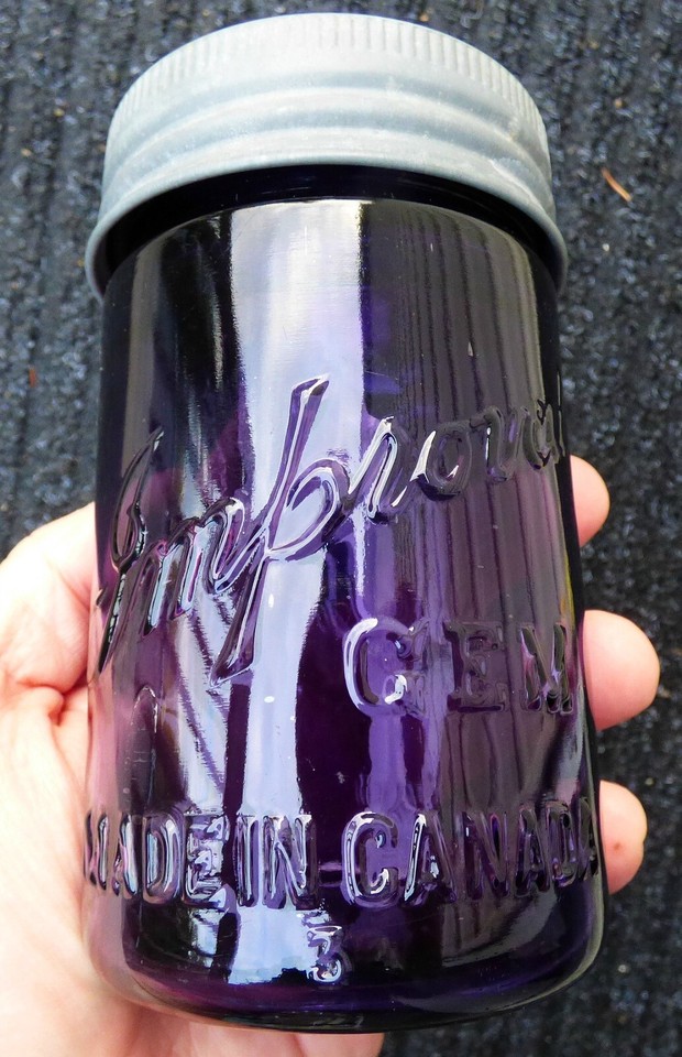 Rare Canadian pint size 'Improved GEM' deep purple fruit jar FREE ...