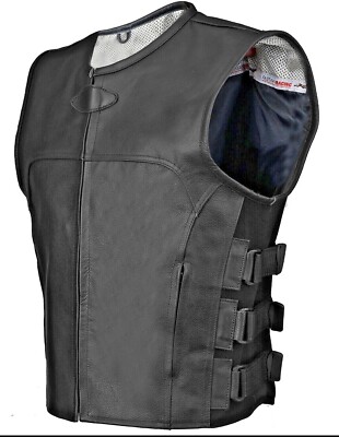 Lederweste Kutte Herren Schwarz Biker Chopper Rocker Club weste Top ...