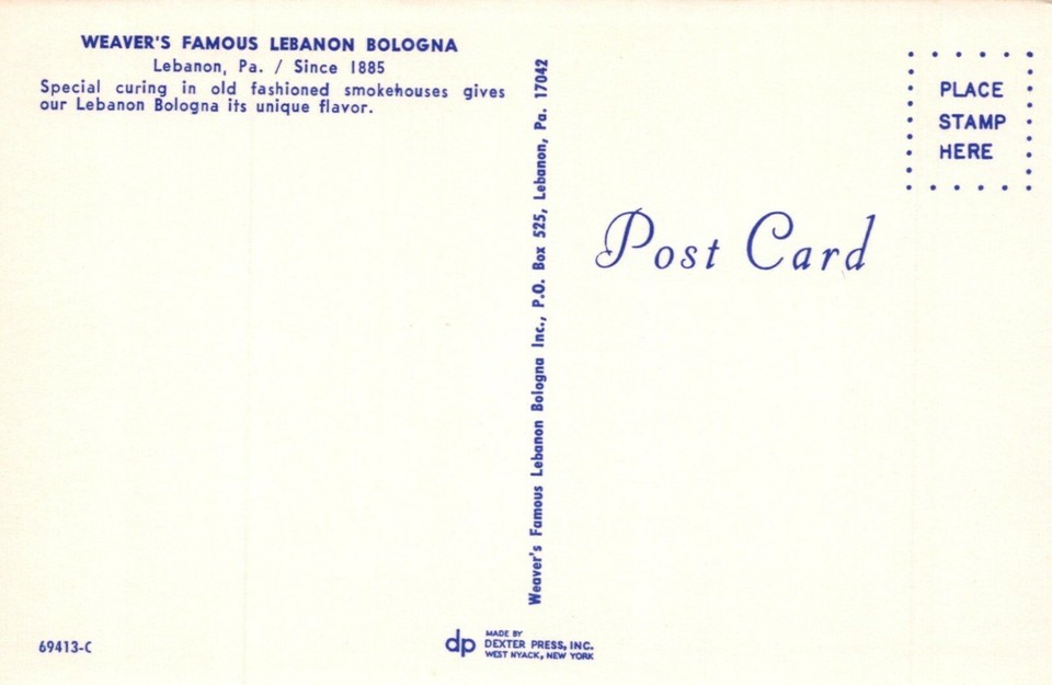 Weaver's Famous Lebanon Bologna Lebanon Pennsylvania Vintage Chrome ...